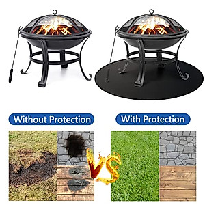 30" Fire Pit Mat & Under Grill Mat, Grill Mat for Outdoor Grill Deck Protector,Round Fire Pit Mat for Under Fire Pit,Double-Sided Fireproof BBQ Grill Mat, Oil-Proof & Waterproof, 2-Layer Thickened