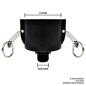 Genuine Harvest 2” IBC Camlock tote connector fitting/polypropylene IBC tote garden hose fitting standard with Stainless Steel Cam Levers - Pack of (1)