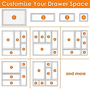 42 PCS Clear Plastic Drawer Organizer Set, Non-Slip/Crack Bathroom Vanity Drawer Organizer Trays Dividers, Versatile Storage Bins for Makeup, Jewelry and Office, Desk, Bathroom, Bedroom, Kitchen