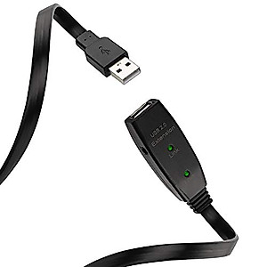 MutecPower 16.5ft (5m) Ultra Flat USB 2.0 Male to Female Cable with extention chipset - USB Active Extension Cable Repeater Cable 16.5 Feet Ultra Slim Black