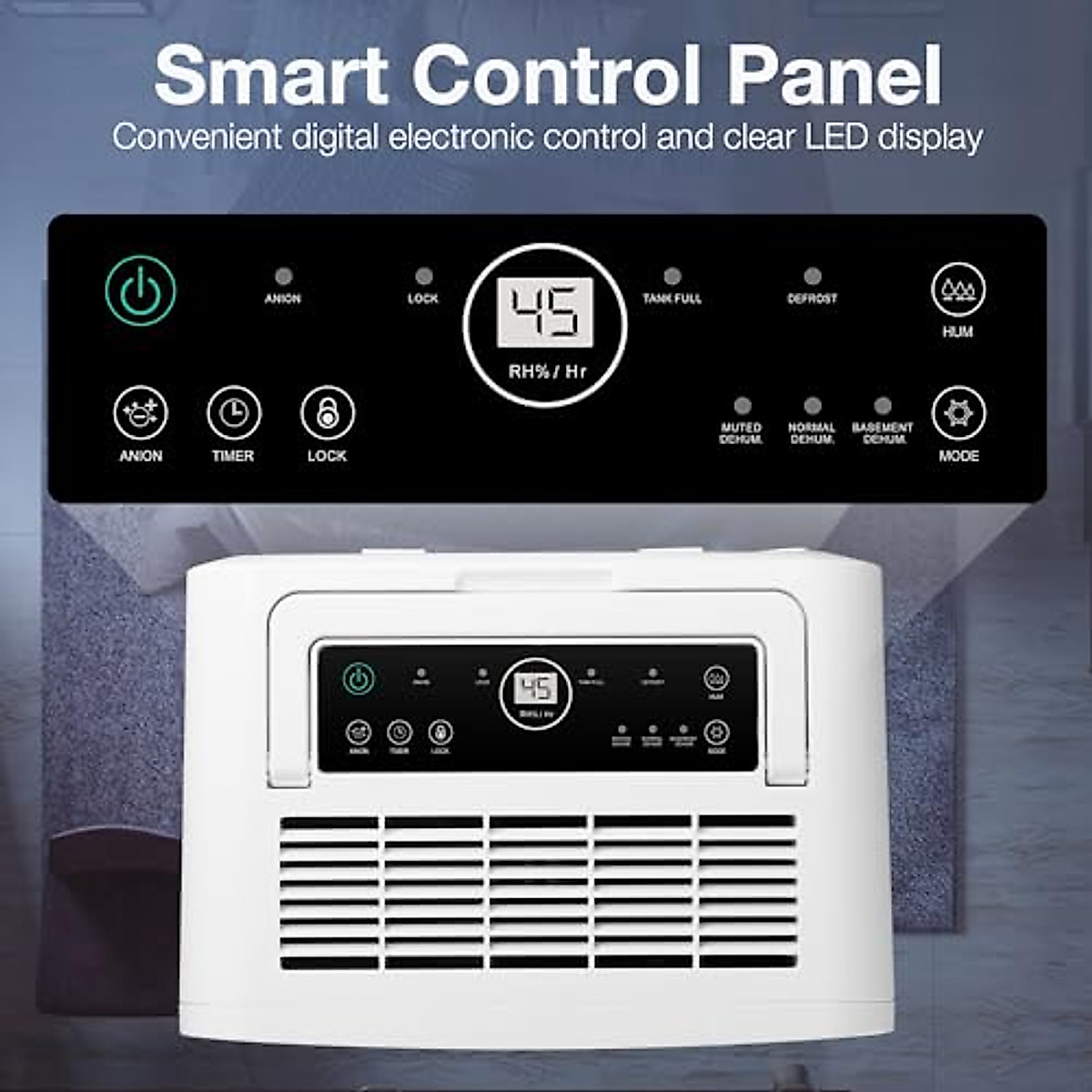 HUMSURE 4500 Sq. Ft 70 Pints Dehumidifier for Basement and Home, Bathroom, Bedroom, Equipped With Drainage Hose, Automatic Defrosting, 24-Hour Timer Function