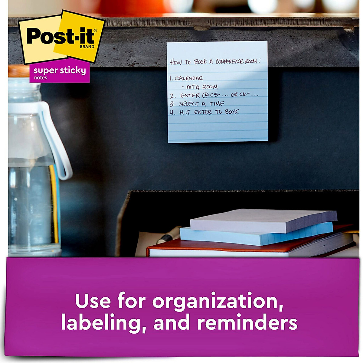 Post-it Super Sticky Recycled Notes, 4x4 in, 6 Pads, 2x the Sticking Power, Wanderlust Collection, Pastel Colors, 30% Recycled Paper (675-6SSNRP)