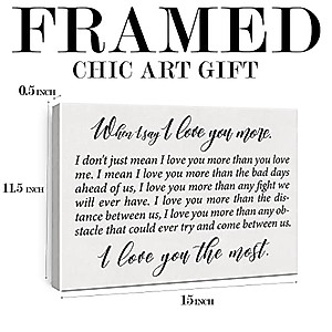 Romantic Quote When I Say I Love You More Canvas Wall Art Print Poster Painting Framed Love Artwork for Home Wedding Decor 12 X 15 Inch