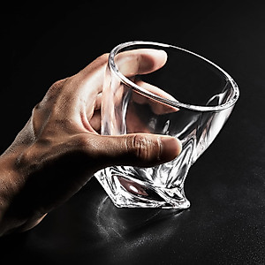 ACOOKEE Bourbon Whiskey Rocks Glasses Gift Set of 4 (2 Glasses+2 Round Large Ice Ball Maker Mold)- 11 Oz Old Fashioned Glass Whisky Gifts for Men, Dad, Brother