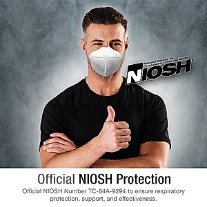 MERILOGY N95 Mask Respirator [ Made in USA ] NIOSH Certified N95 Particulate Respirators Face Mask (Pack of 40) (501831 (40PK))