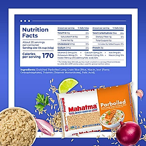 Mahatma Extra Long Grain Enriched Parboiled Rice/Gold Rice, Extra Long Grain Rice Bulk Bag, 32-Ounce Rice Bag