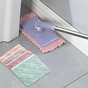 Automatic Cloth Changing Mini Mop, Mini Mop Cleaner, Portable Hands Free Mop, 360°Rotating Automatic Cloth Changing Mop with Towels for Floor, Mirror, Wall (Blue+4A_Long(93CM/36.6IN))