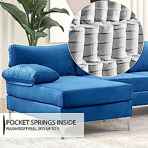 Casa AndreaMilano Modern Large Velvet Fabric U-Shape Sectional Sofa, Double Extra Wide Chaise Lounge Couch