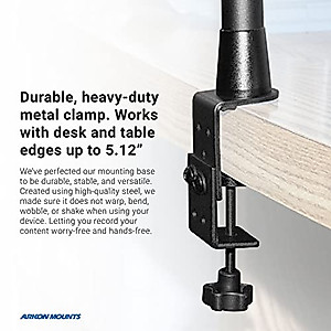 ARKON Mounts Overhead Camera Mount | Includes Ceiling Mount Bracket, Phone Holder, Tablet Holder, & Camera Mount | 360° Adjustable | Durable & Super Stable Metal Mounting Base DSLRTABMG5