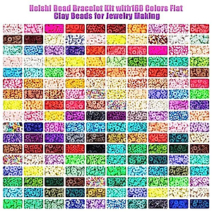 Ybxjges 22400Pcs Clay Beads Bracelet Making Kit,168 Colors Polymer Clay Beads Kit, Flat Heishi Beads for Girls 8-12, with Letter Beads Pendant Charms Kit for Preppy, Gifts, DIY Crafts