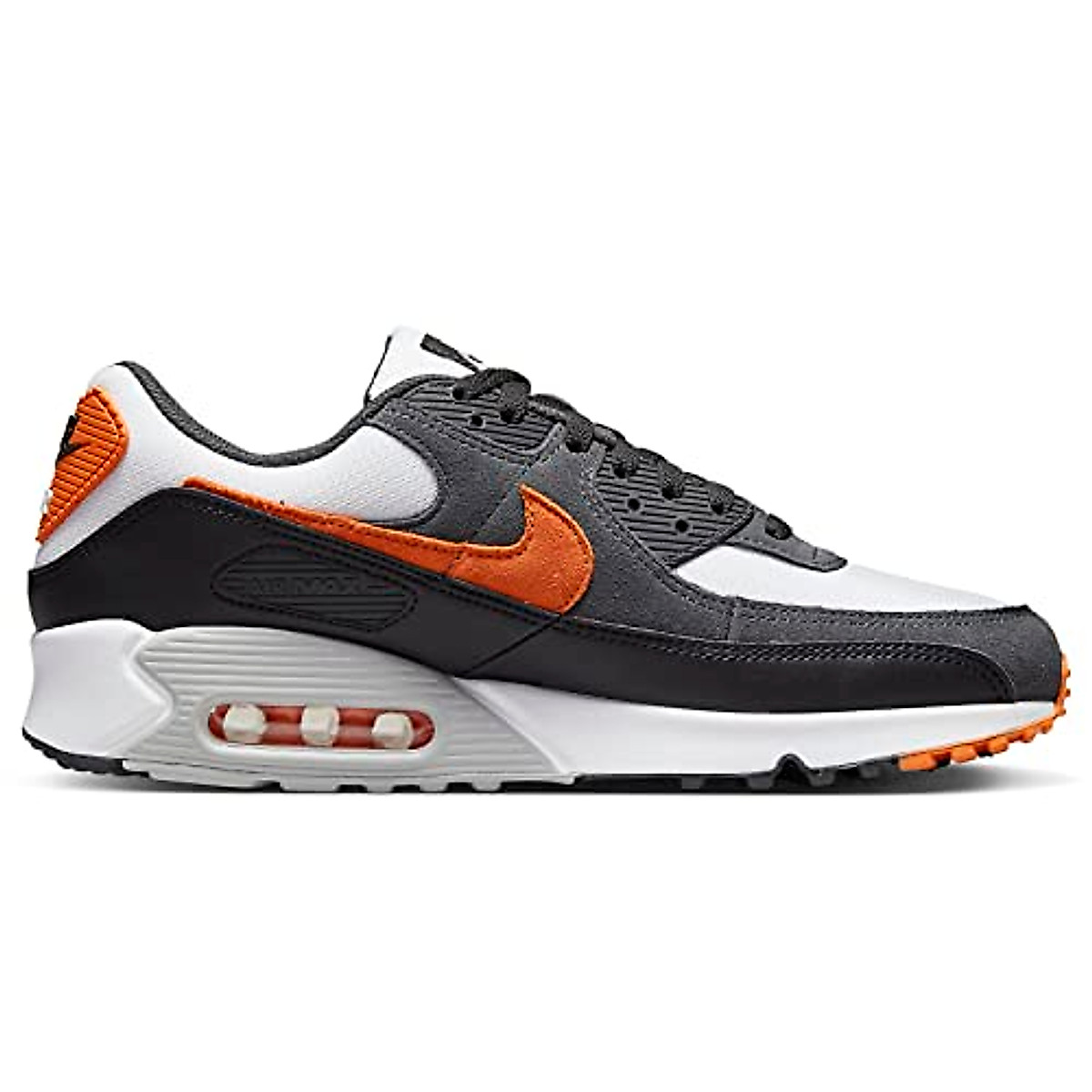 Nike Air Max 90 White/Black/Light Smoke Grey/Starfish DM0029-101 Men's Shoes (us_Footwear_Size_System, Adult, Men, Numeric, Medium, Numeric_9_Point_5)