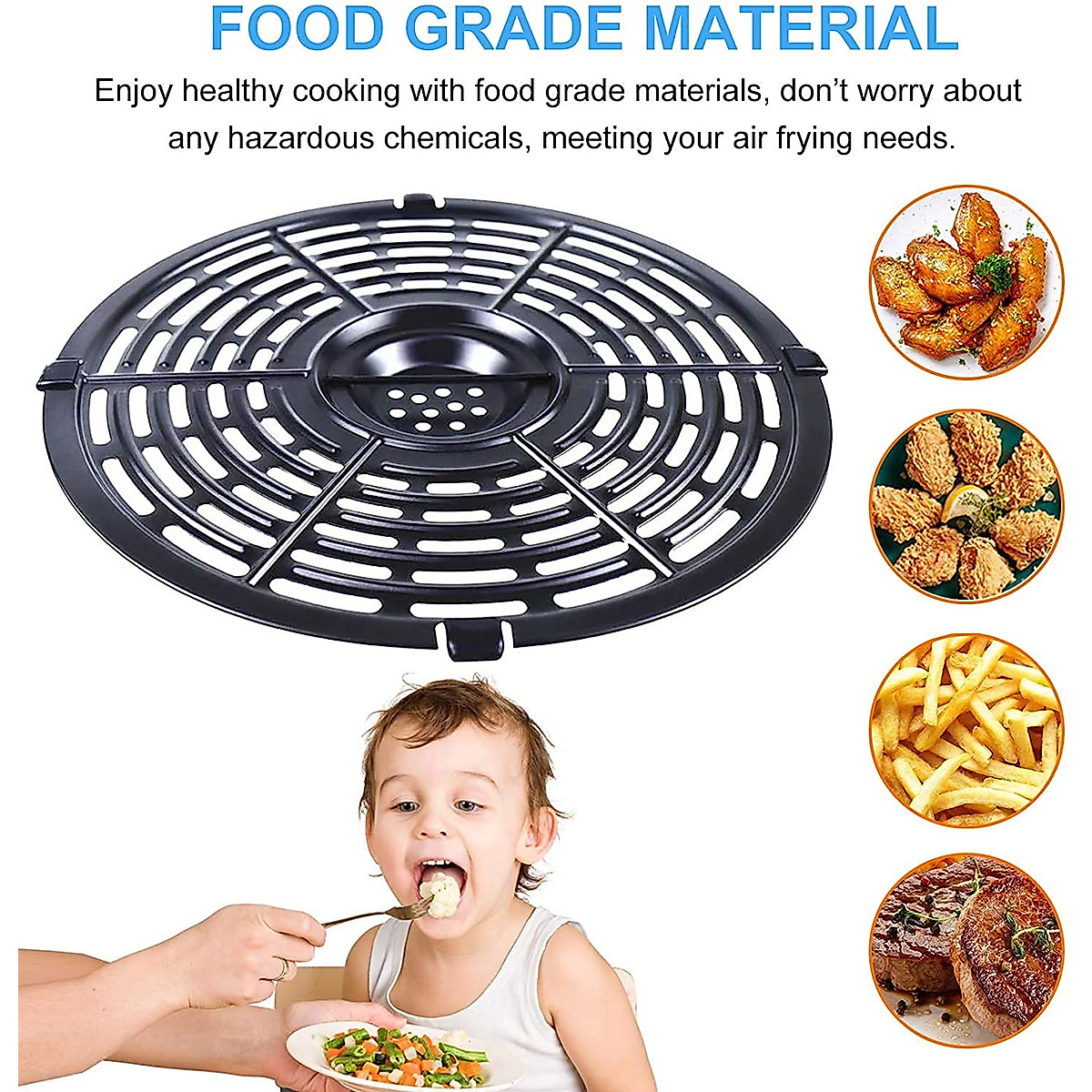 Air fryer Replacement Parts for Ninja AF101 AF161 AF150 Air Fryer, 8.2'' Round Food Grade Air Fryer Grill Pan Grill Plate Crisper Plate Accessories Tray Rack Compatible Ninja Foodie Pressure Cooker