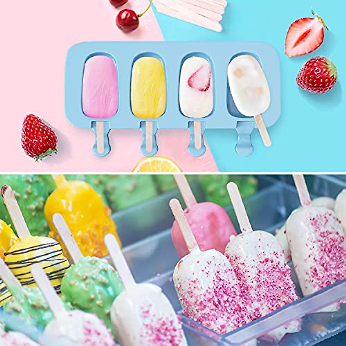 Popsicles Molds, Ozera 2 Pack Homemade Cake Pop Molds, Reusable Silicone Popcical Molds Maker Ice Pop Cream Molds Cakesicle Molds