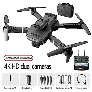 E100 Drone, Hd 4k Aerial Photography With Dual Cameras, Mini Lightweight Quadcopter, Remote Control Quadcopter Boy Folding Model Aircraft Toy, Gesture Photo/Video, Intelligent Obstacle Avoidance (Black)