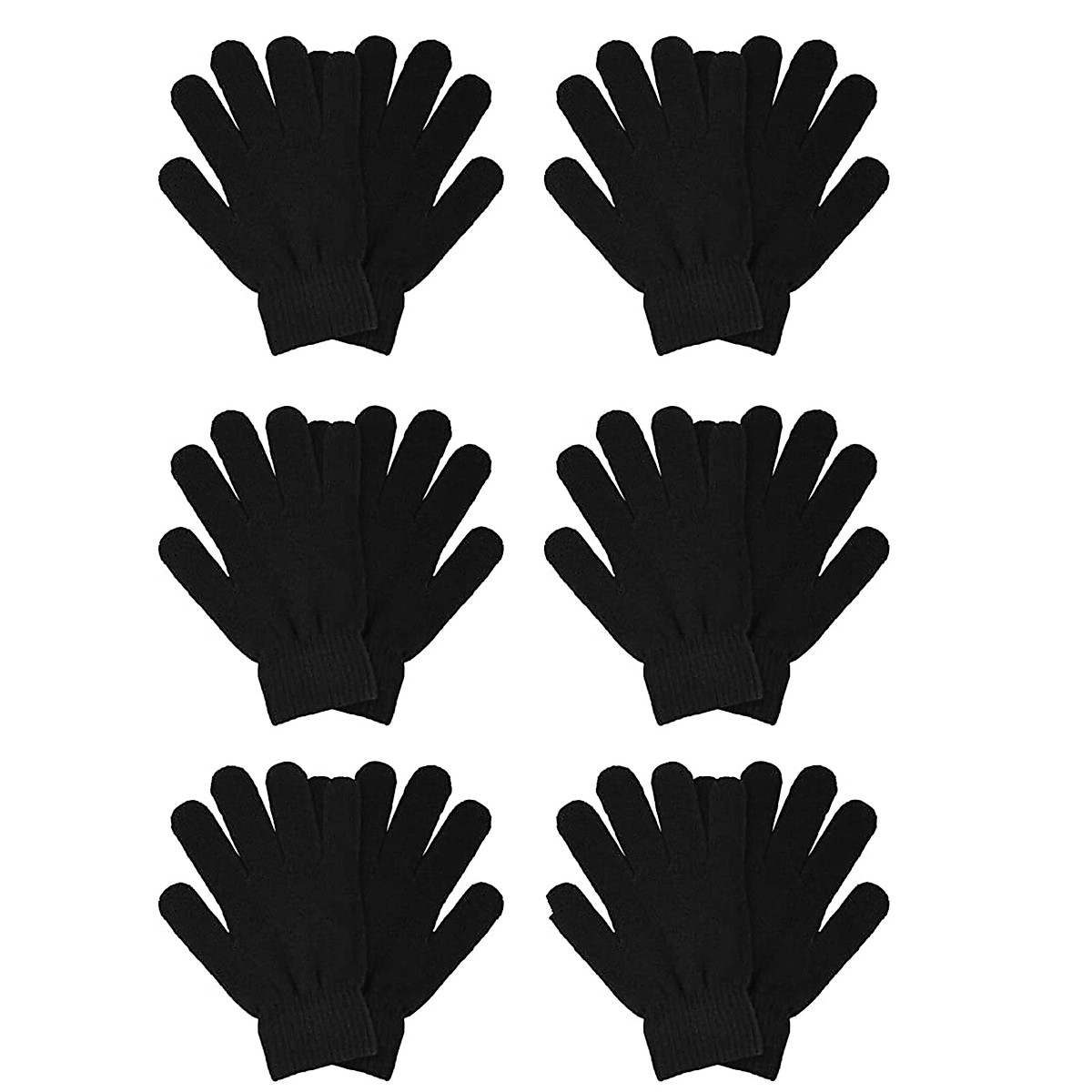 COLEDRE 6 Pairs Winter Magic Gloves for Women Men Cold Weather Thermal Warm Stretchy Gloves Black Knit Gloves for Running Driving Hiking