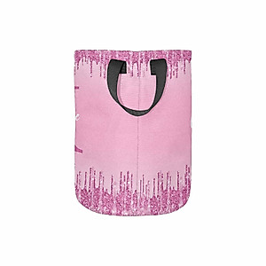 Personalized Hampers Custom Laundry Basket Pink Flow With Name Custom Laundry Hamper Dirty Clothes Basket Collapsible Storage Basket With Handle For Bathroom Living Room Bedroom