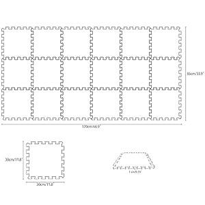 Yostrong® 18 Tiles Interlocking Animal Puzzle Foam Baby Play Mat for Playing - Rubber EVA Babies Crawling Mats for Floor. White, Light Gray. YOP-51(AL0) b18N