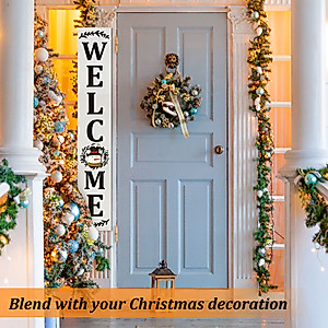 Jetec Welcome Sign for Front Door Interchangeable Wooden Welcome Porch Sign Outdoor Decoration Replaceable with 16 Seasonal Icon for Valentine's St. Patrick's Day Carnival Easter(White Backing)