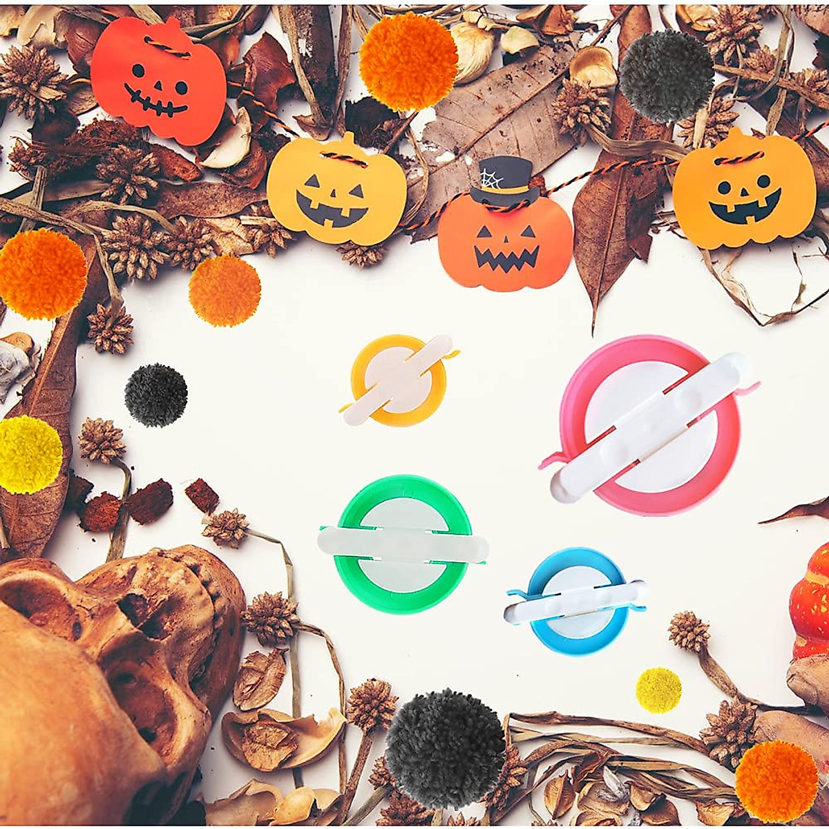 Pom Pom Maker, 4 Sizes Pompom Maker Tool Set for Fluff Ball Weave DIY Wool Yarn Knitting Craft Project for Kids and Adult - RRigo