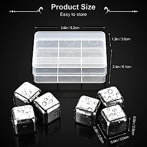 6 pcs Stainless Steel Ice Cube, Reusable Ice Wine Stone and Cooling Whiskey Stones Gift Set, Stainless Steel Ice Suitable for Freezer Storage Tray, Metal Wine Drinks Cooler,Bars,Drinks Refrigerntion.
