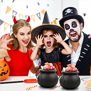 LOMIMOS 12pcs Halloween Day Mini Black Cauldron,Multi-purposed Plastic Candy Holder with Handle for Decoration Party Favors