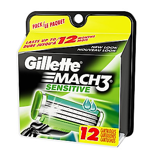 Gillette Mach3 Men's Razor Blade Refills, Sensitive, 12 Count