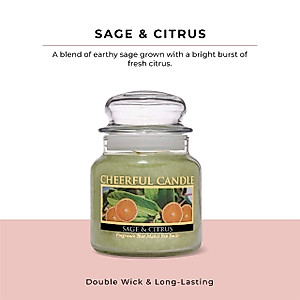 A Cheerful Giver - Sage & Citrus Scented Glass Jar Candle (16 oz) with Lid & True to Life Fragrance Made in USA
