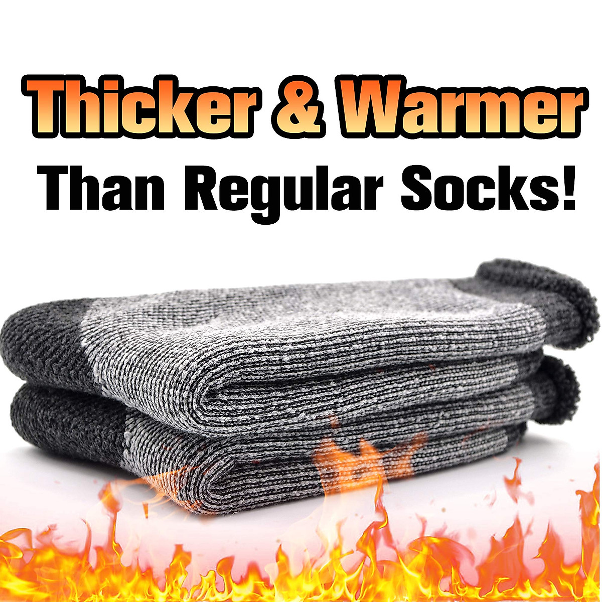 Busy Socks Winter Warm Thermal Socks for Men Women Extra Thick Insulated Heated Crew Boot Socks for Extreme Cold Weather, Medium, 1 Pair Dark Grey