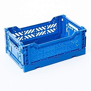 AYKASA Collapsible Storage Bin Container Basket Tote, Folding Basket Crate Container : Storage, Kitchen, Houseware Utility Basket Tote Crate - Mini-Box (Blue)