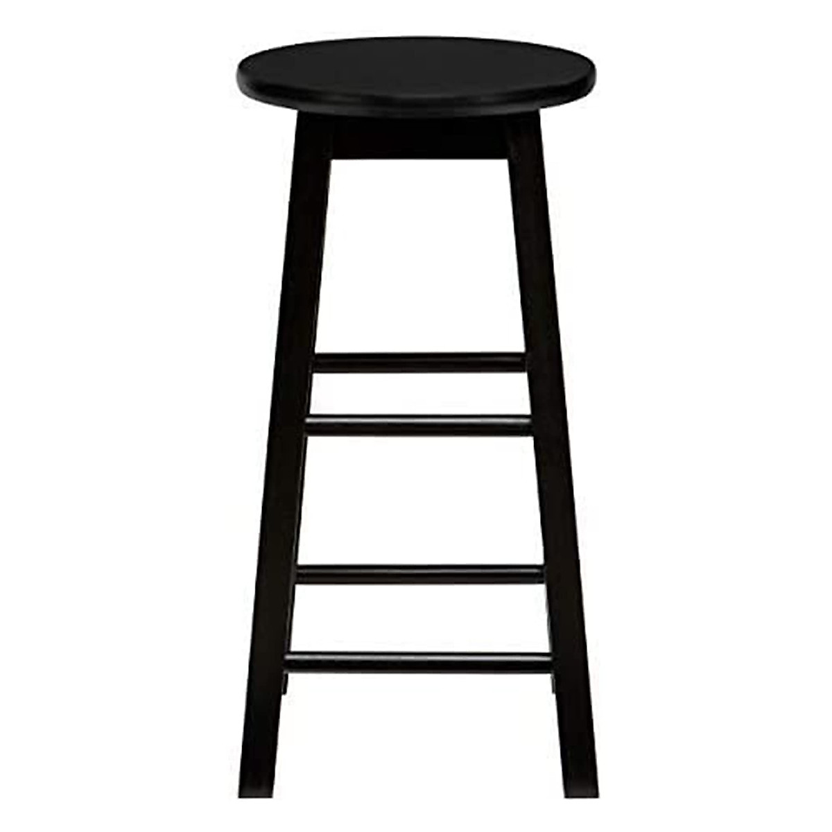 PJ Wood Classic Round Seat 29 Inch Tall Kitchen Counter Bar Stools with 4 Square Legs for Homes, Dining Spaces, and Bars, Black (2 Pack)