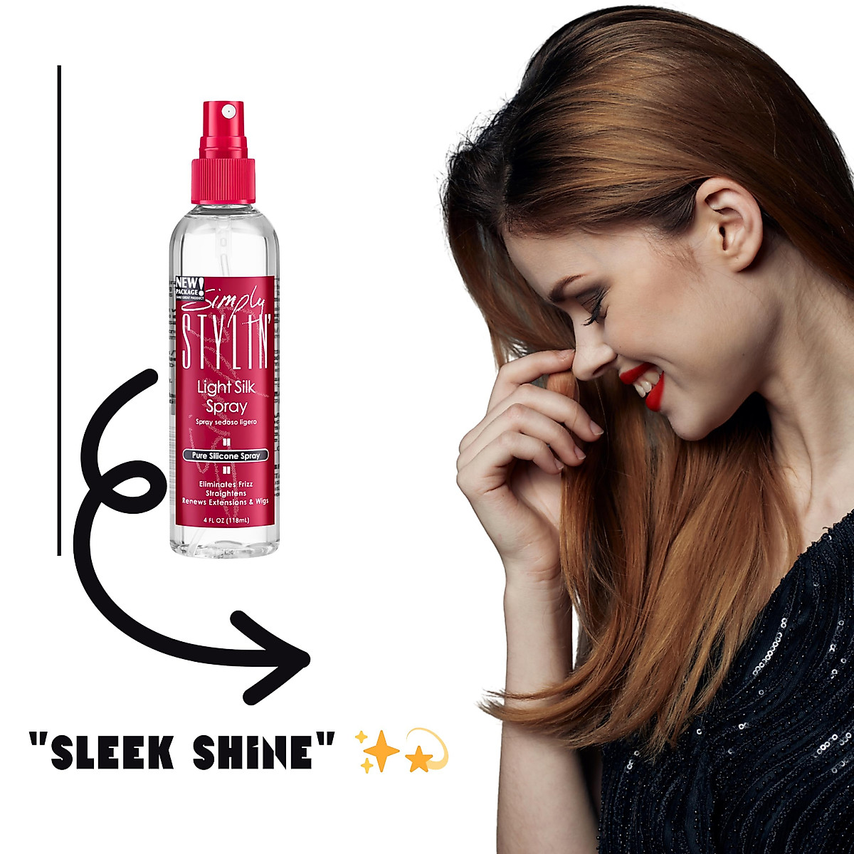 Simply Stylin' Light Silk Hair Spray - Anti-Frizz Silicone Heat Protectant - Hair Detangler for Women and Synthetic Wigs - 4 fl oz