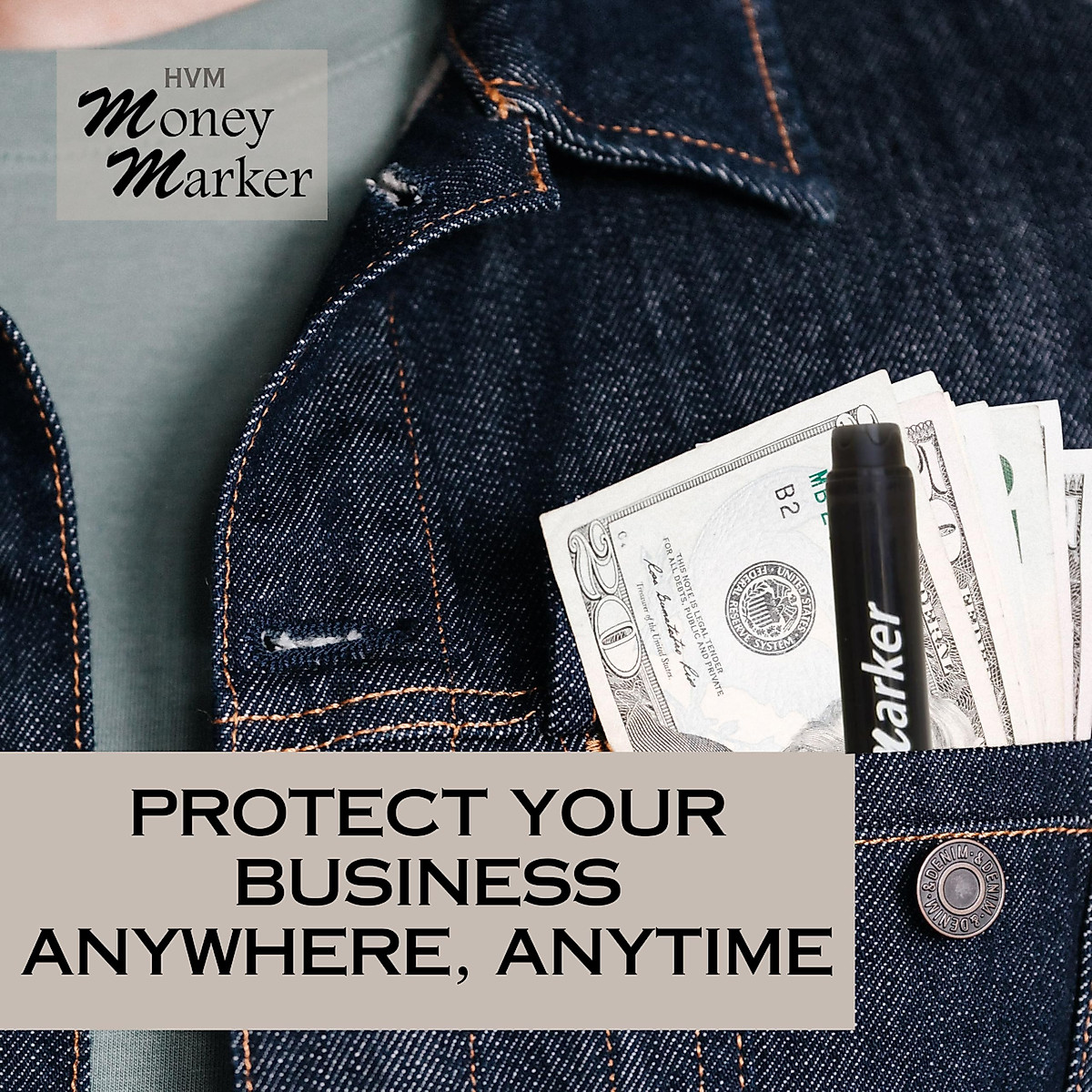 Money Marker (5 Counterfeit Pens) - Counterfeit Bill Detector Pen with Upgraded Chisel Tip - Detect Fake Counterfit Bills, Universal False Currency Pen Detector Pack