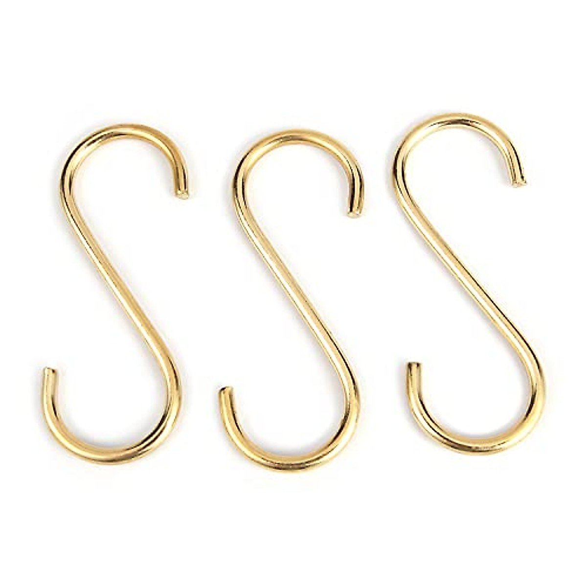 Mewuthede Brass S Hooks S-Shaped Hook, 10 Pcs Heavy Duty S Hooks for Hanging Kitchen Pots and Pans, Office, Bathroom, Closet, Outdoor, Widely Used