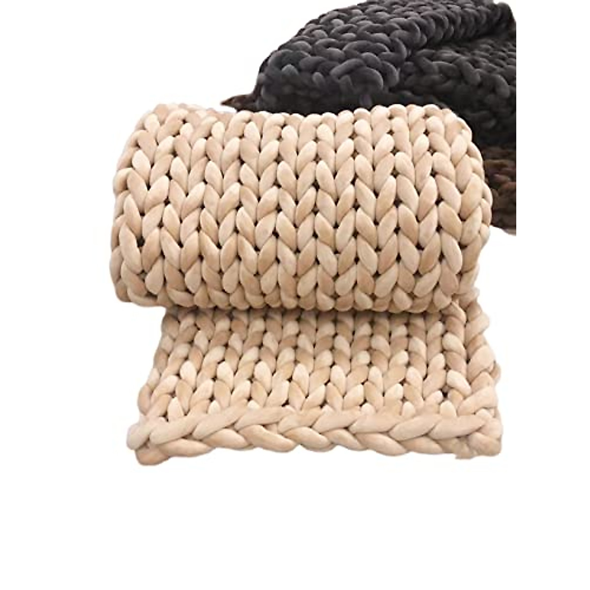 Chunky Yarn for Arm Knitting Blanket, 4.4lbs Black Big Roving 3cm Thick Velvet Bulky Chunky Braid Cotton Tube Yarn for Handmade DIY Throw Blanket Pet Bed,Machine Washable (70oz)