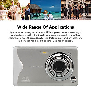 HD 4K Digital Camera for YouTube, 48MP 16X Zoom Vlogging Camera Anti Shaking Small Compact Camera with Wide Angle Lens & Fill Light & Flip Screen for Photography and Video (White)