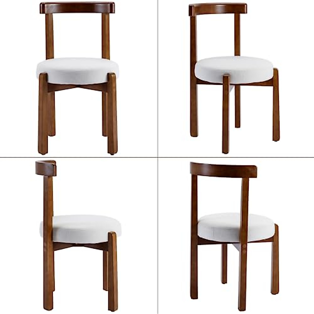 Ya-Home Dining Chairs Set of 2, Comfy Mid-Century Dining Room Chairs Upholstered Linen Fabric Side Chair with Wooden Legs Backrest for Dining Room Living Room, Beige