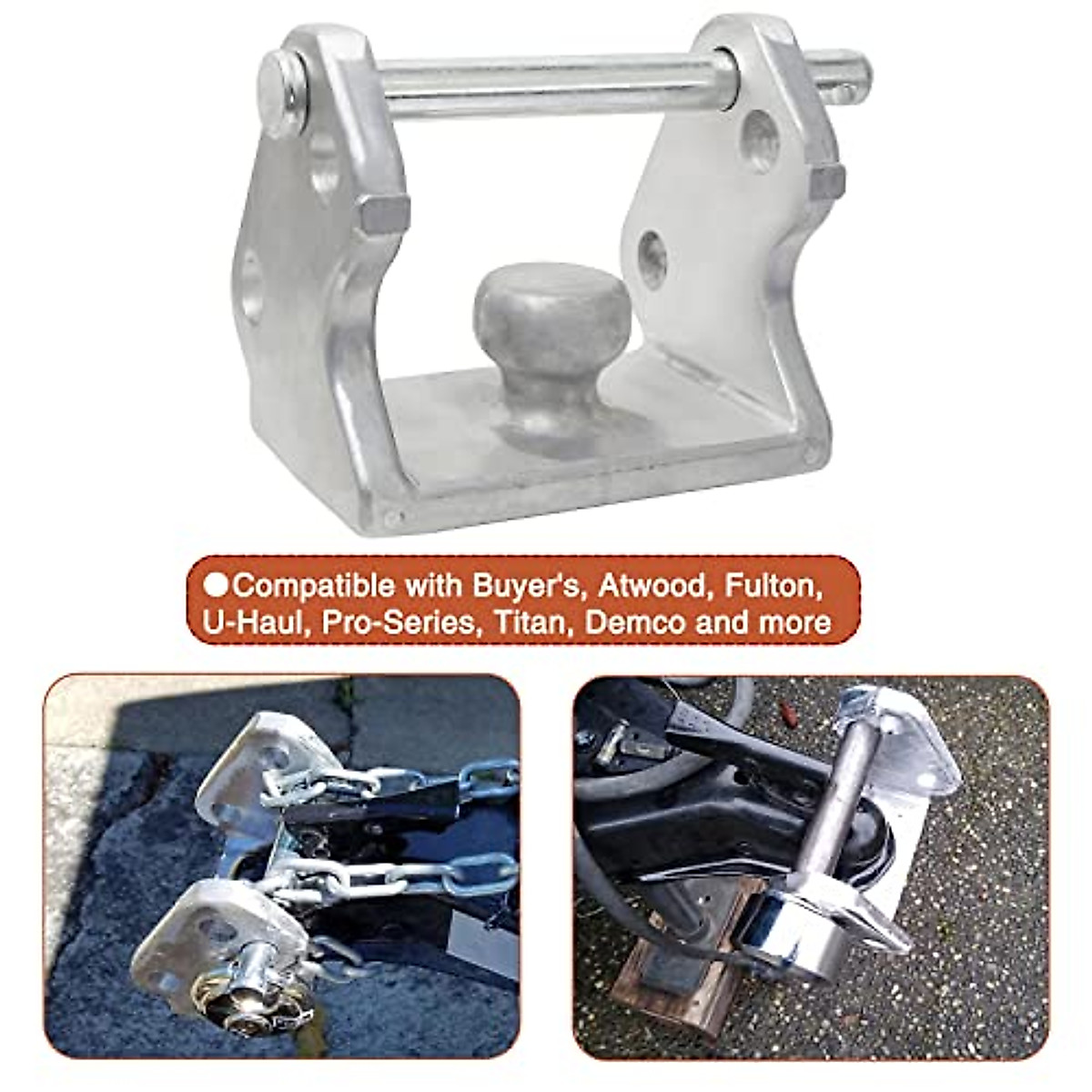 Trailer Hitch Lock, Trailer Lock with Pin, Aluminium Trailer Coupler Lock, Trailer Ball Lock Fits Over 2" to 2-5/16" Couplers, Heavy-Duty Trailer Tongue Lock, 1 Pack