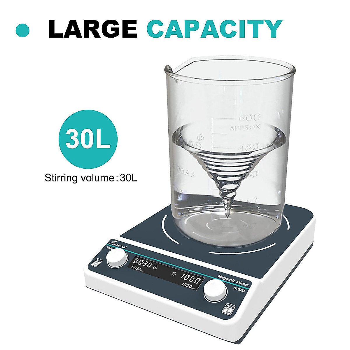 JOANLAB Digital Magnetic Stirrer Plate 30L Laboratory Large Capacity Magnetic Stir Plate Mixer 50-1300rpm w/Timming Lab Stirrer