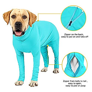 Dog Onesie Prevent Shedding Hair Surgery Recovery Suit Pets Bodysuit Sport Shirt,Dog Surgical Suit Zipper (S, Lake Grey)