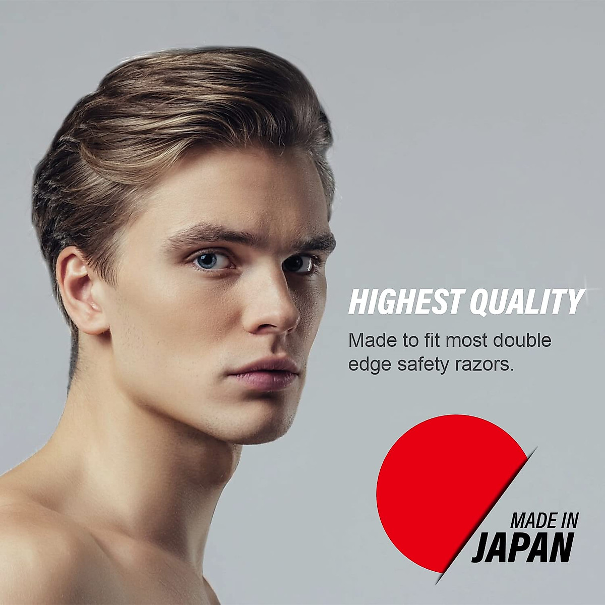 Feather Double Edge Safety Razor Blades - (50 Count) - Platinum Coated Hi-Stainless Steel Razor Blades - Fits Most Safety Razors - Super Sharp for Close Shaves - Made in Japan