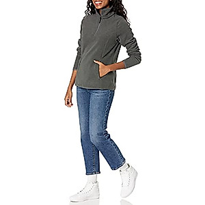 Amazon Essentials Women's Classic-Fit Long-Sleeve Quarter-Zip Polar Fleece Pullover Jacket (Available in Plus Size), Charcoal Heather, Medium