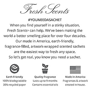 Willowbrook | Fresh Scents Scented Sachet Packet | White Cotton | Air Freshener Bags for Drawers, Closets, Cars | 3 Pack | Long Lasting Home Fragrance