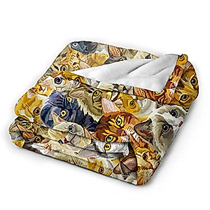 Bilibunny Cat Blanket Cat Gifts for Cat Lovers - All Seasons Sherpa Flannel Fleece Throw Blankets Soft Warm Plush Blanket for Women Girls Couch Sofa Bed Chair Camping & Travel (Kitty, 40"x55")