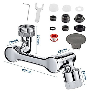 Faucet Extender Aerator Attachment, Sink Faucet Universal 1440 Rotation Sprayer Attachment, Kitchen Bathroom Faucet Extension（Black） (Silver)