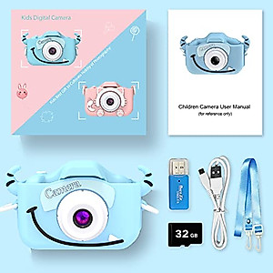 goopow Kids Selfie Camera, Christmas Birthday Gifts for Boys Age 3-9, HD Digital Video Cameras for Toddler, Portable Toy for 3 4 5 6 7 8 Year Old Boy with 32GB SD Card