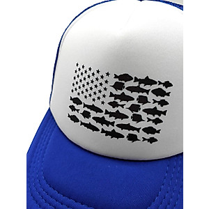 Waldeal Boys' Printing Fishing Flag Trucker Hat Kids Adjustable Snapback Cap Blue
