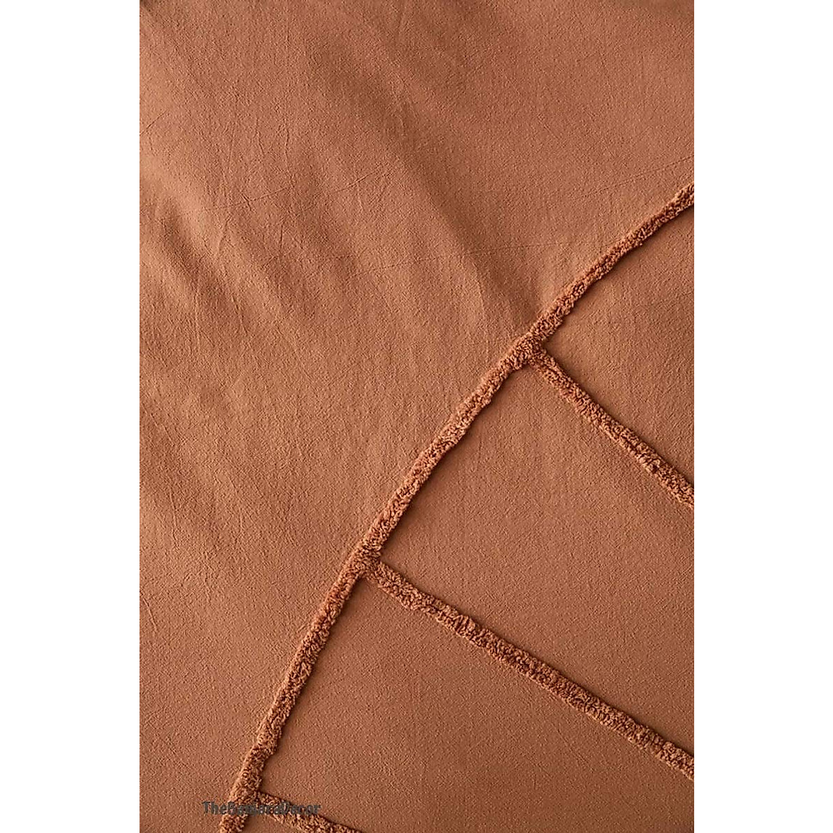 3 Pieces, Queen Size, 300 TC, Pure Washed Percale Cotton Down Comforter Cover with Zip Closure | Ultra Soft & Lightweight, Easy Care Bedding Set of 1 Tufted Duvet Cover + 2 Pillow Covers - Terracotta