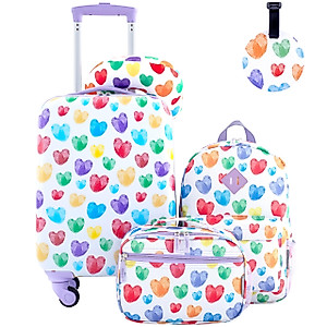 Travelers Club 5 Piece Kids' Luggage Set, Thumbprint Heart