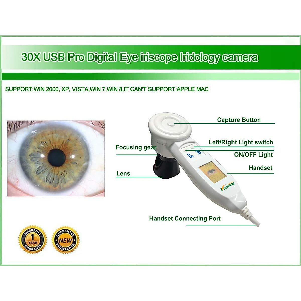 Iriscope Iridology Camera 5.0 MP LED Light Iris Analyser Iridoscope iriscopio