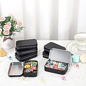 BTSKY 8 Pack Metal Hinged Tins Box Containers Small Metal Tins with Lids Metal Box Tin Cans Mini Bead Organizer for Craft Storage Jewelry Candy Black